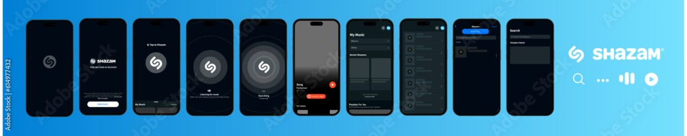 Shazam layout. Template for social media. Music recognition with shazam ...