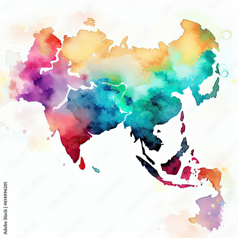 maps of continents watercolor painting style.Generative AI design ...