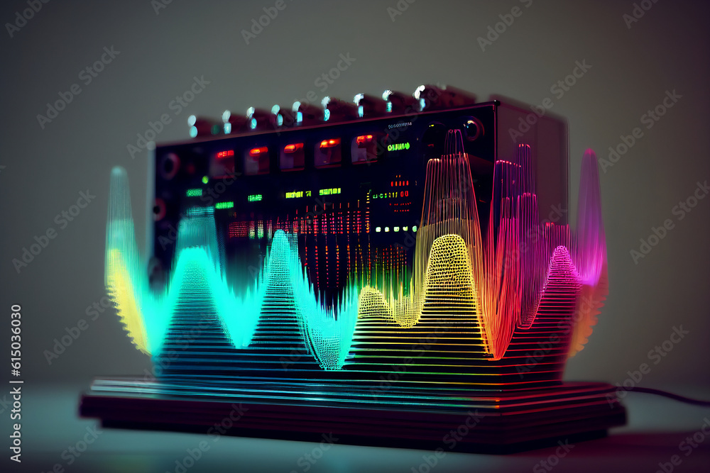 Illustration Stock Audio soundwave scope signal as an abstract background depicting a sampled ...