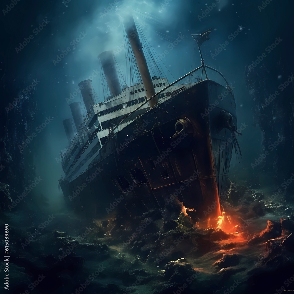 Shipwreck, Titanic shipwreck, AI generated Stock Illustration | Adobe Stock