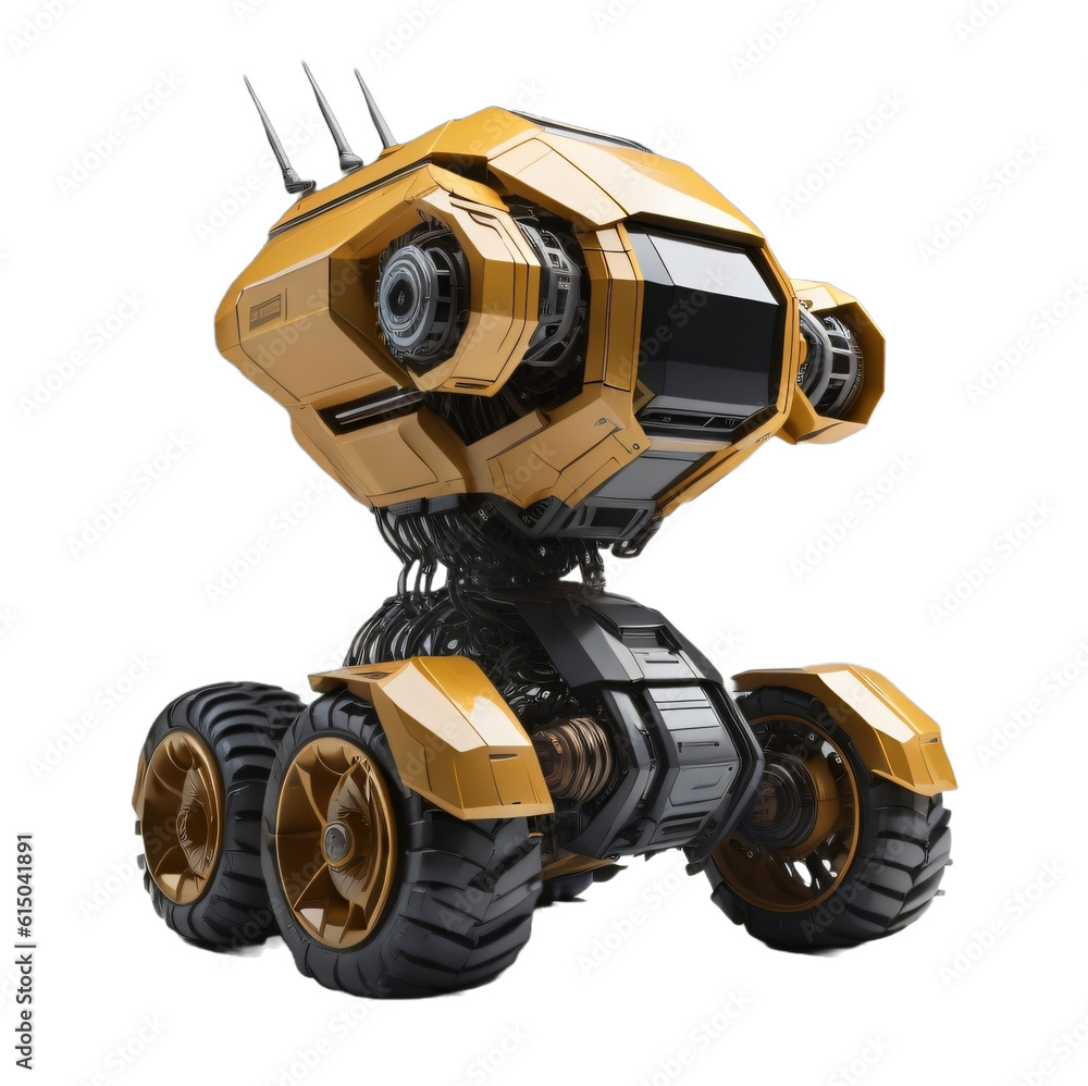 Futuristic wheeled robot, isolated, transparent background, no ...