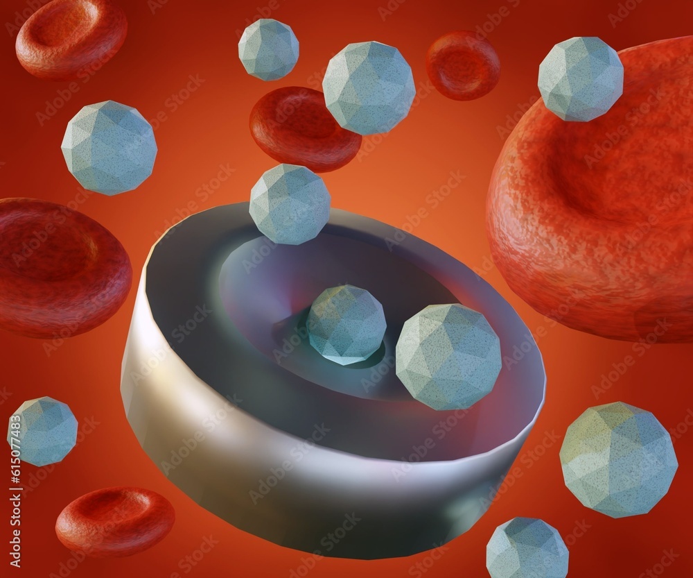 Implantable drug delivery systems in the blood vessels 3d rendering ...