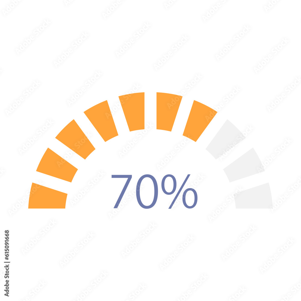 Half doughnut infographic chart design template. Seventy percentage ...