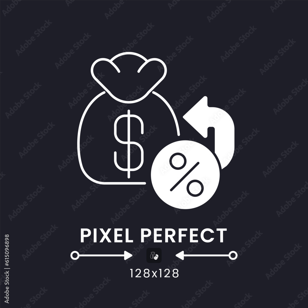 Tax Refund white solid desktop icon. Money back. Cashback program ...