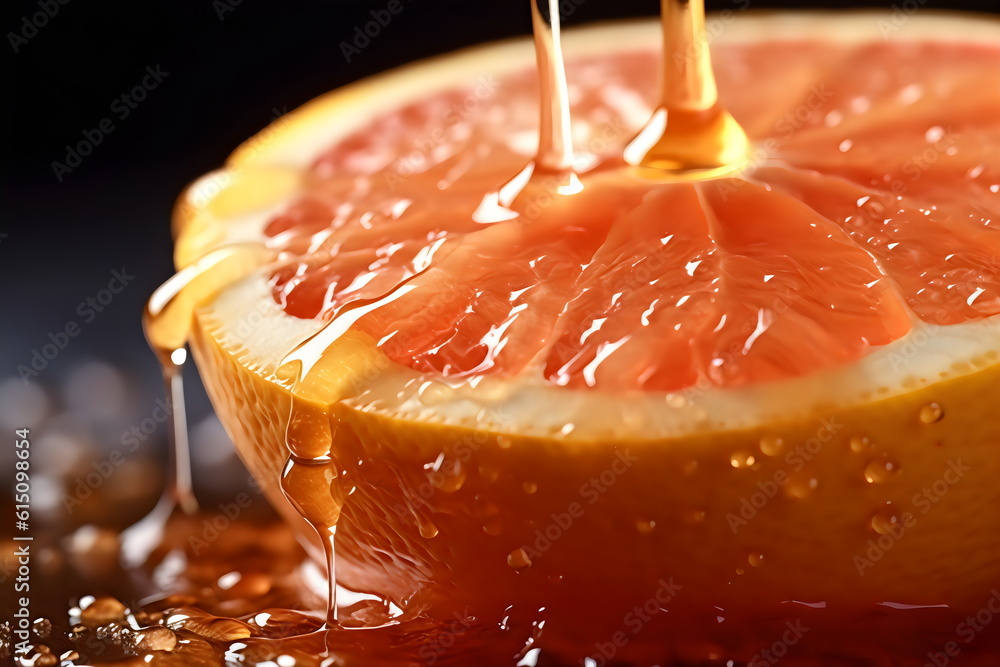 grapefruit with honey poured over dripping in sunshine, made with ...