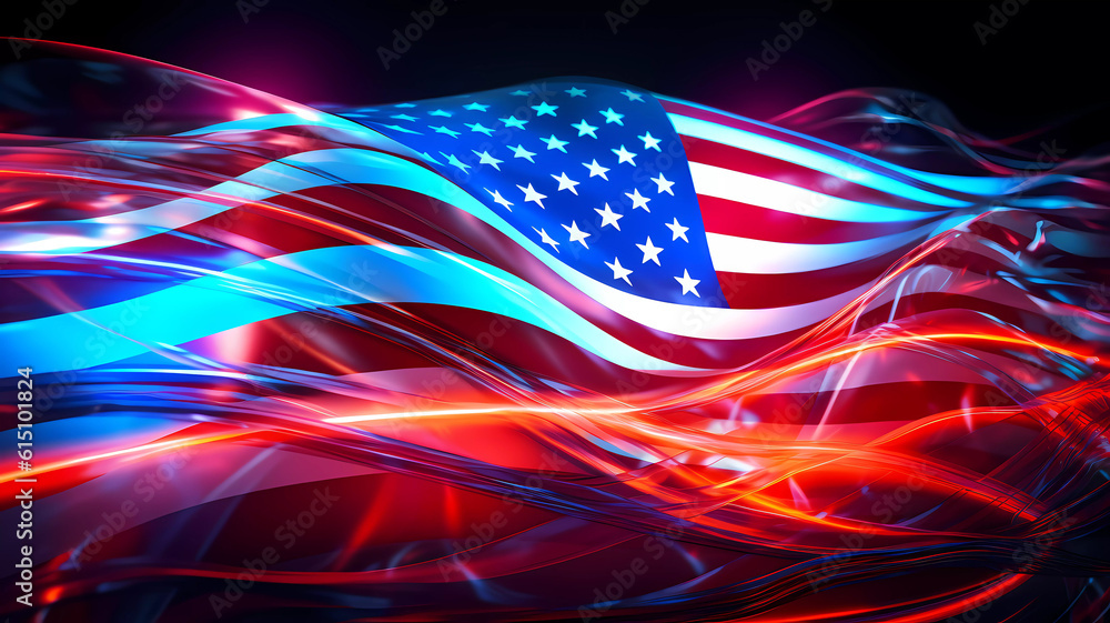 USA Flag Neon Vibe Colors Stock Illustration | Adobe Stock