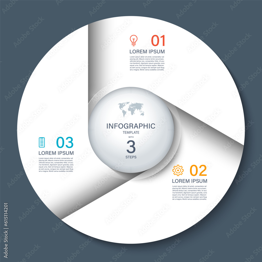 Vector infographic circle. Cycle diagram with 3 steps. Round chart that ...