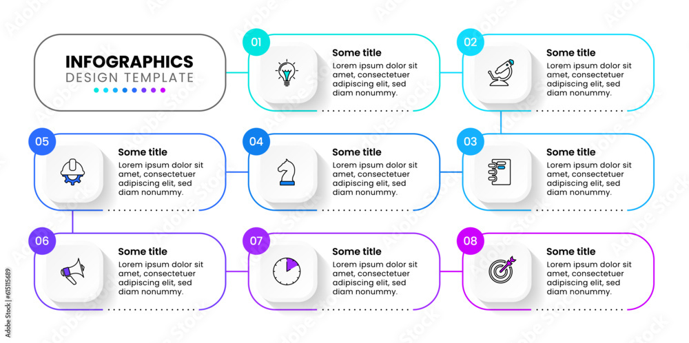Infographic template. 8 rectangles connected by a line Stock Vector ...