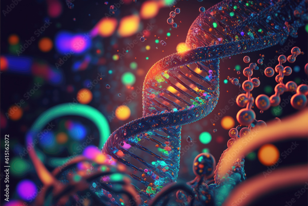 colorful DNA , futuristic lighting for biotechology science Stock ...