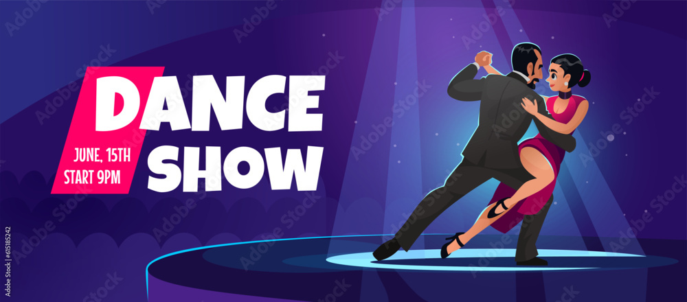 Dance show banner template with a man and woman dancing ballroom style ...