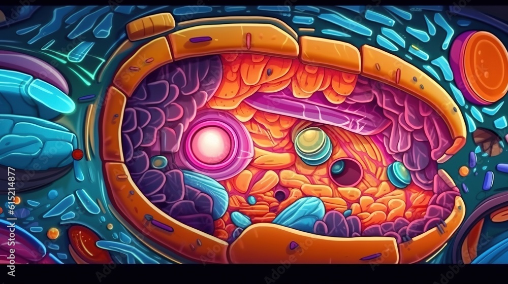 Anatomy of an animal cell . Fantasy concept , Illustration painting ...