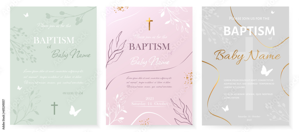 Baptism Invitation Card Design. Invitation Template with Cross. Vector ...
