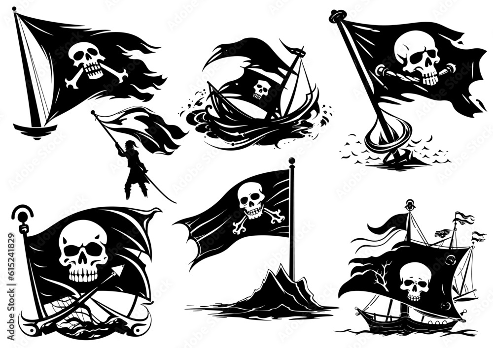 Banderas piratas Stock Vector | Adobe Stock