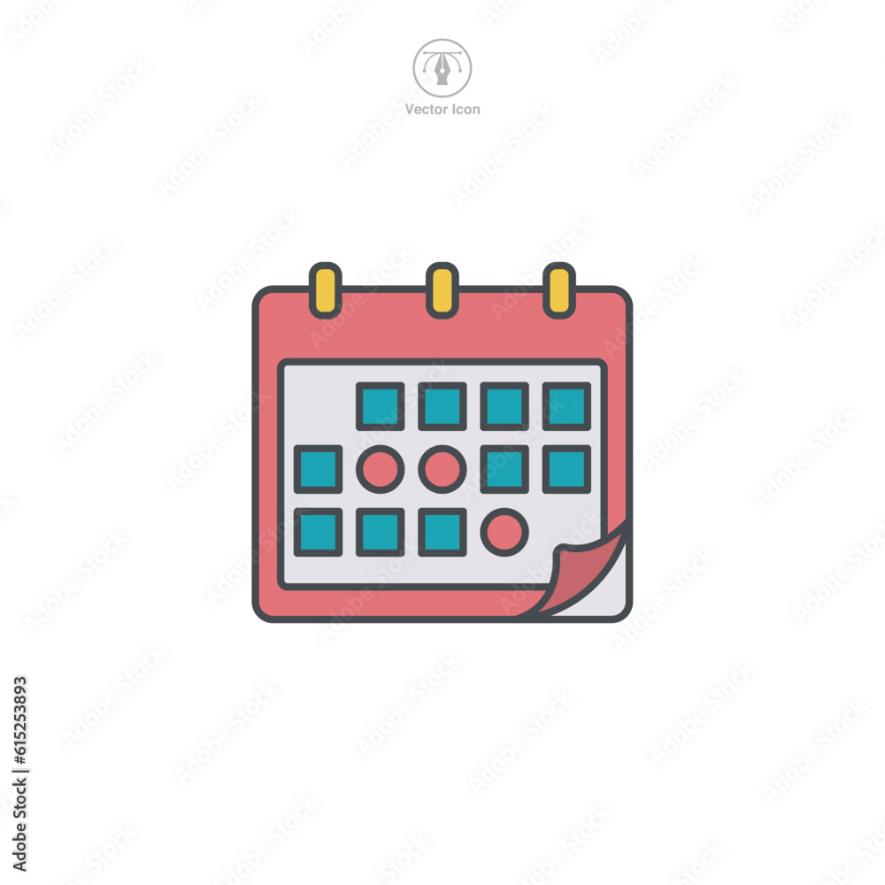 A Calendar icon vector illustration portrays a graphical symbol of a ...