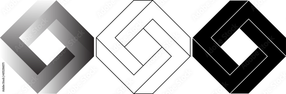 Outline silhouette Impossible square icon set Stock Vector | Adobe Stock