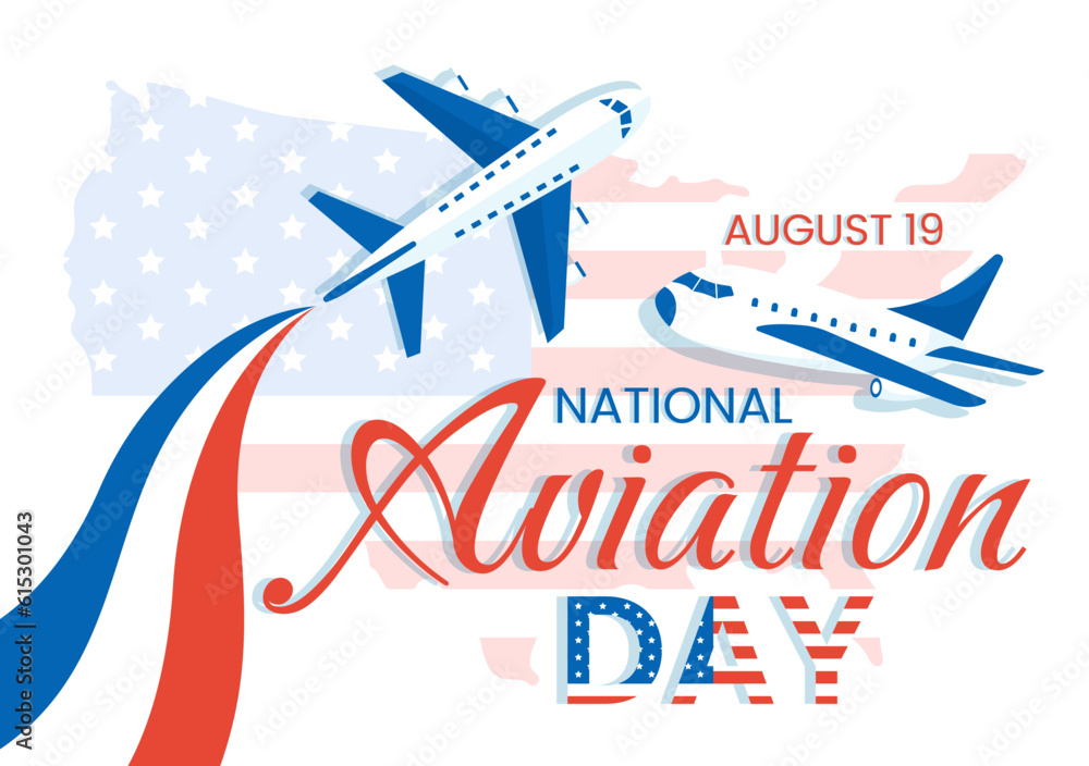 Vector de Stock National Aviation Day Vector Illustration of Plane with ...