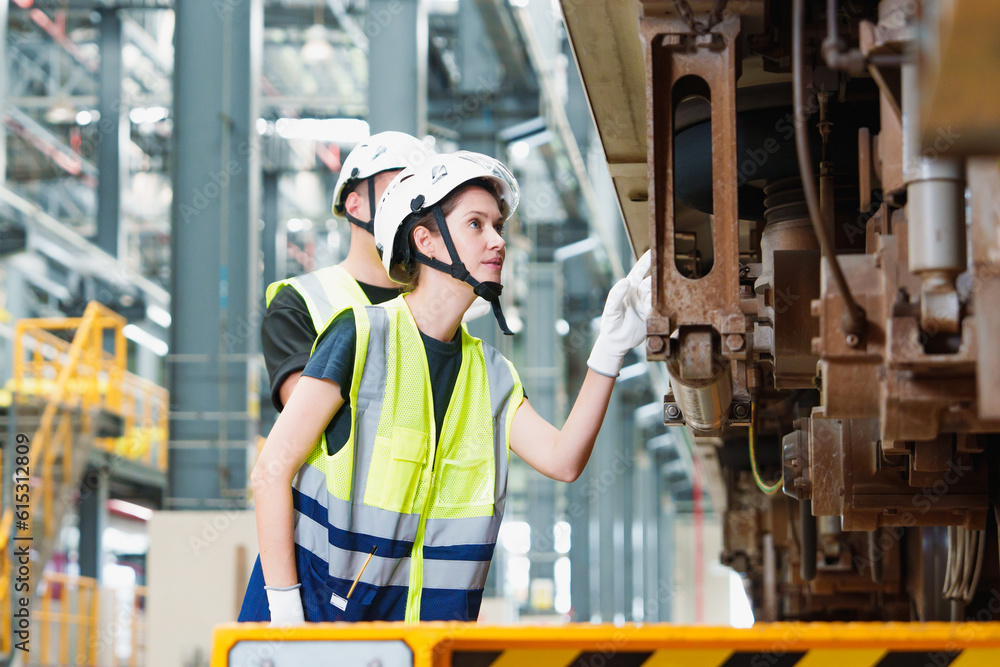 Railway technician engineer checking controls system for security ...