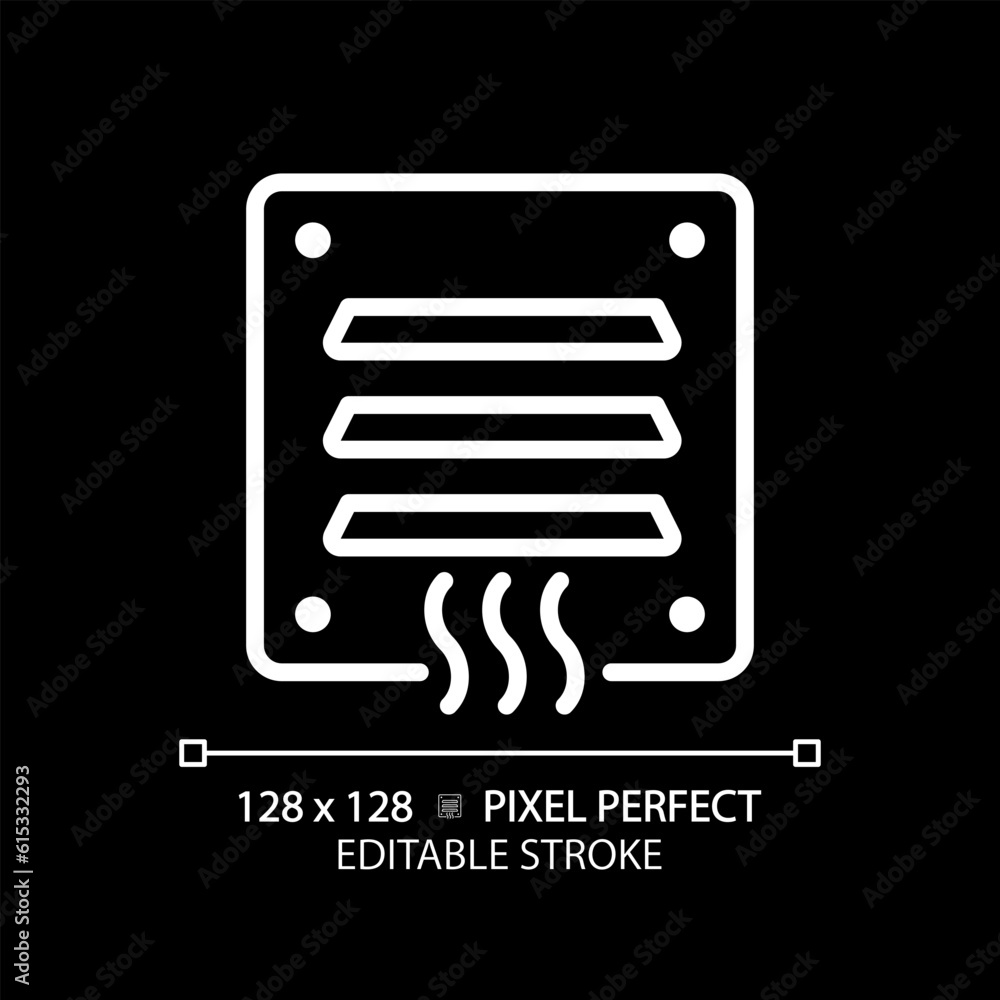 Air vent white linear icon for dark theme. Hvac system. Wall cover ...