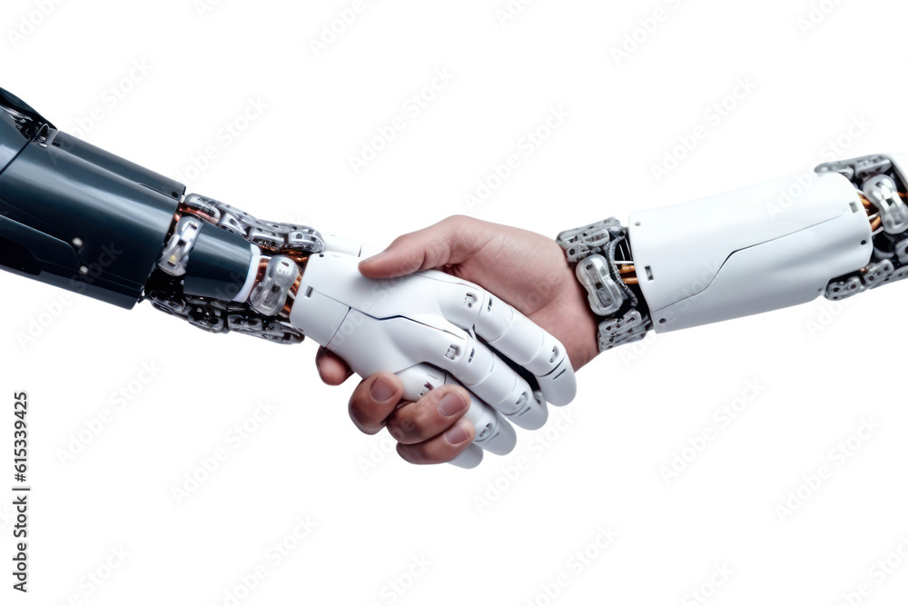 Humanoid robot handshake isolated on transparent background, PNG ...