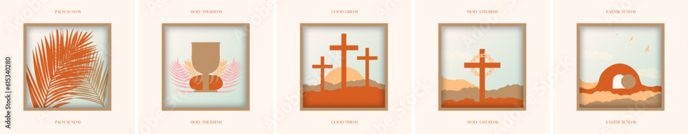 Holy Week Minimalist Poster Set. Palm Sunday, Maundy Thursday, Good ...