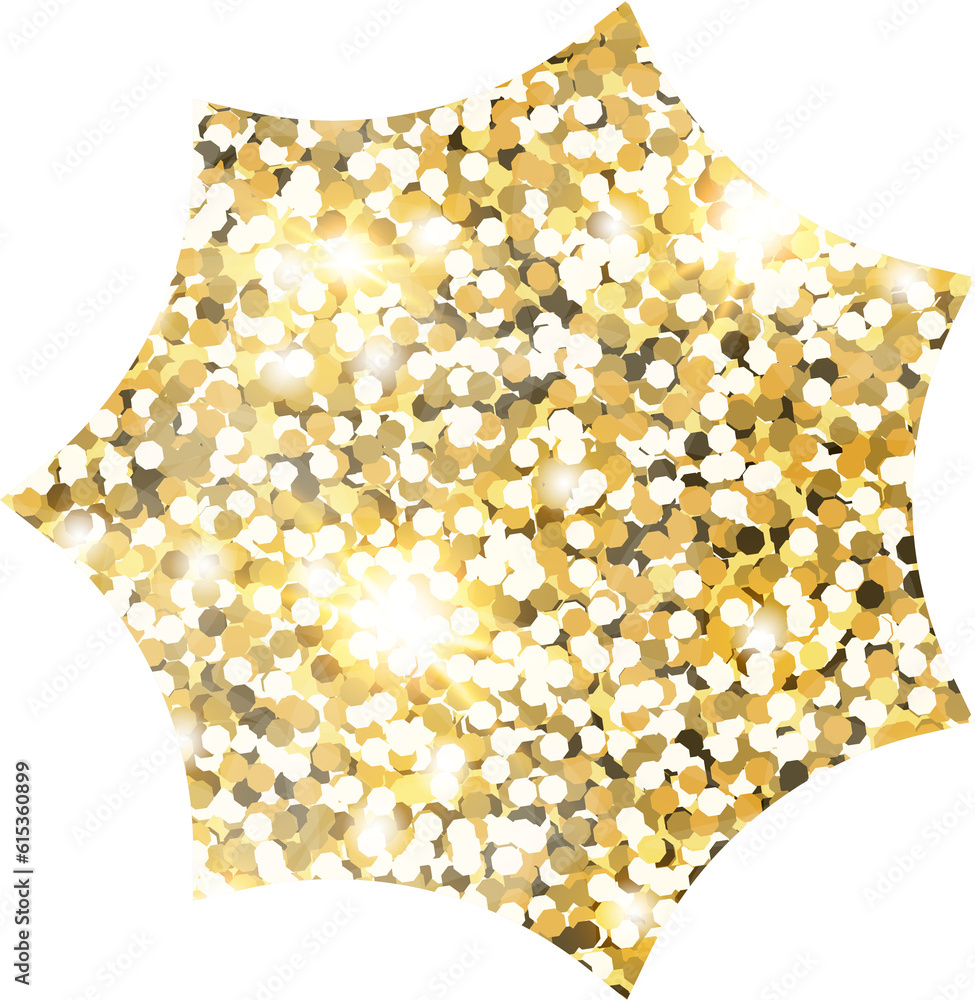 Star sparkle shiny gold glitter shape design element. Golden color dust ...