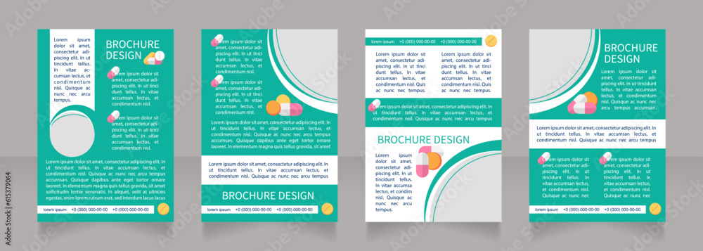 Pharmaceutical conference promo blank brochure layout design. Vertical ...