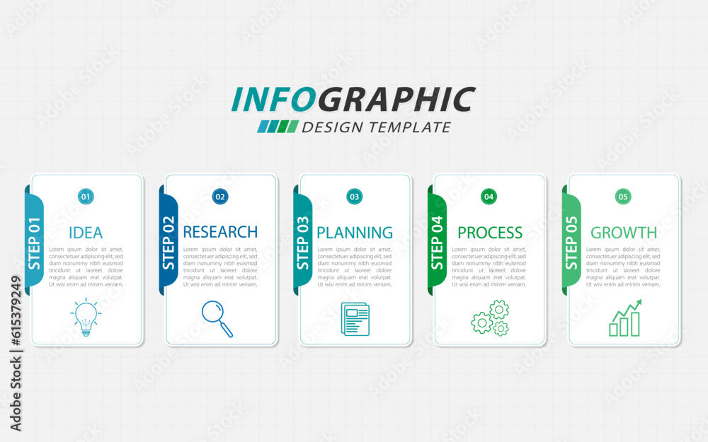 Timeline Creator infographic template. 5 Step timeline journey ...