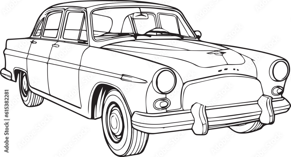 classic car drawing educational coloring pages for kids easy and ready ...