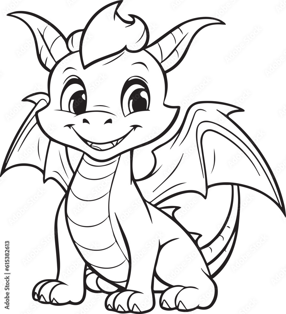 cute sweet little dragon drawing coloring page for kids ready to print ...