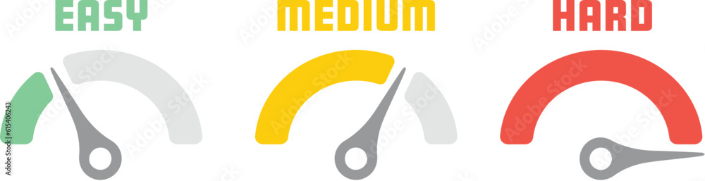 difficulty levels symbol, Easy medium hard icon vector Illustrations ...