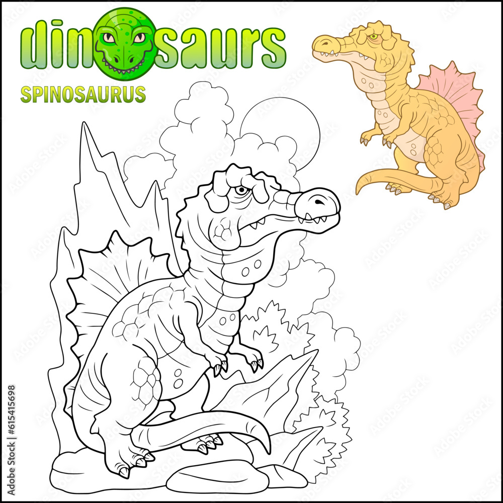 prehistoric dinosaur spinosaurus coloring book Stock Vector | Adobe Stock