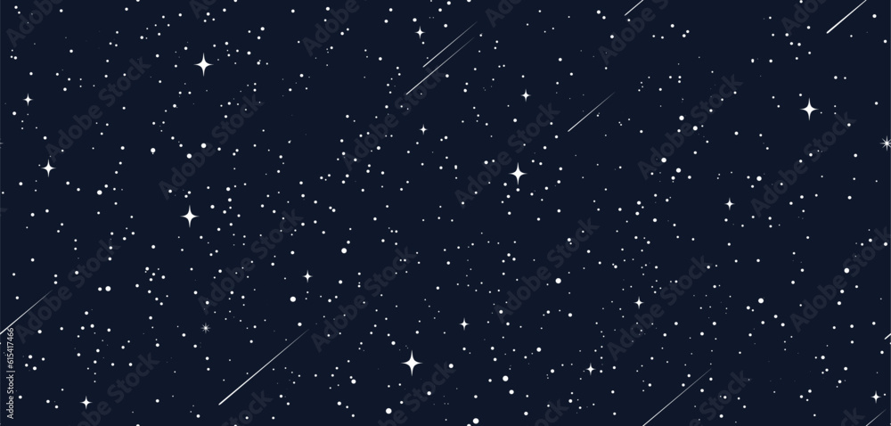 Starry space seamless pattern with sky stars in night galaxy, vector ...