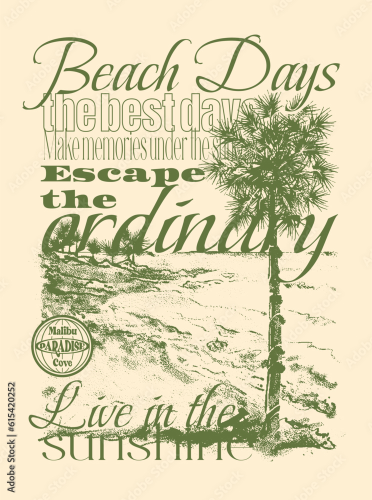 beach sunset illustration scene with swaying palms, beautifully ...