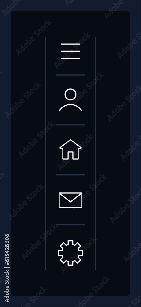 Sidebar menu UI element template. Quick access. Editable isolated vector dashboard component ...