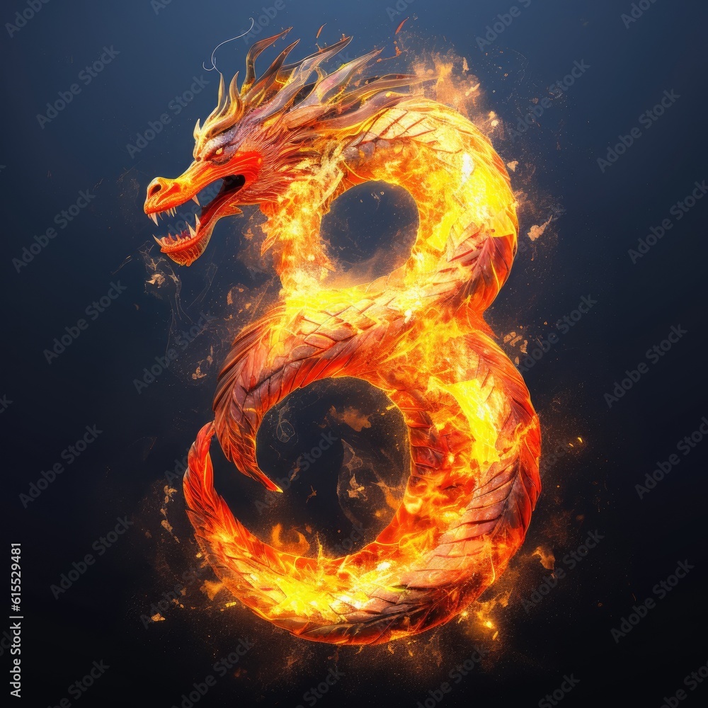 Lucky Number Eight and Chinese Dragon concept for Symbols of Good Luck ...
