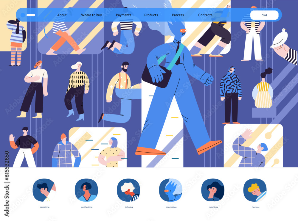 Vector de Stock Artificial intelligence, AI and humanity -modern flat ...