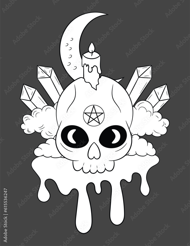 Cute pastel goth and creepy kawaii coloring page for kids and adults ...