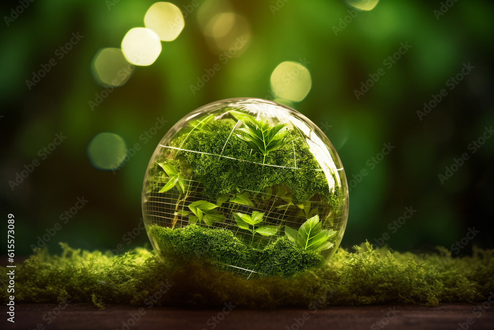 Illustration Stock ESG green energy sustainable industry. World ...