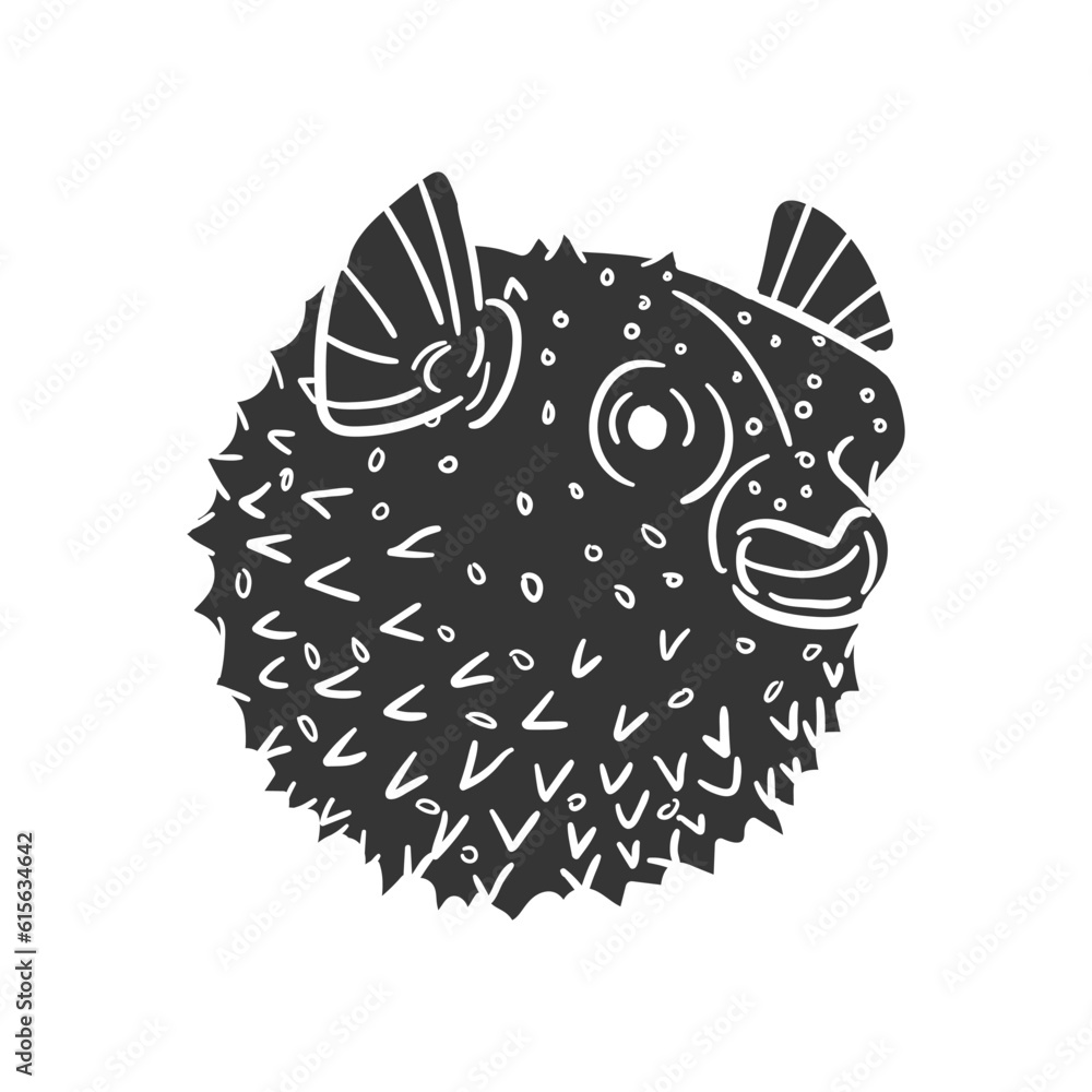 Blow Fish Icon Silhouette Illustration. Sea Life Water Vector Graphic ...
