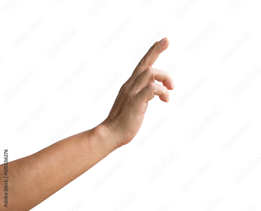 Pointing finger in touch screen gesture, side view. Isolated ...