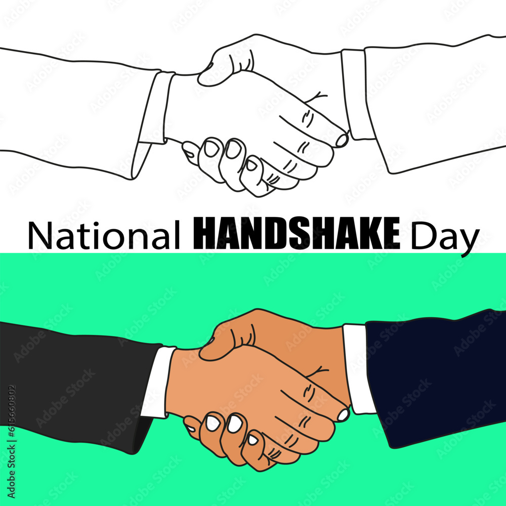 National Handshake Day, handshake vector color and black and white line ...