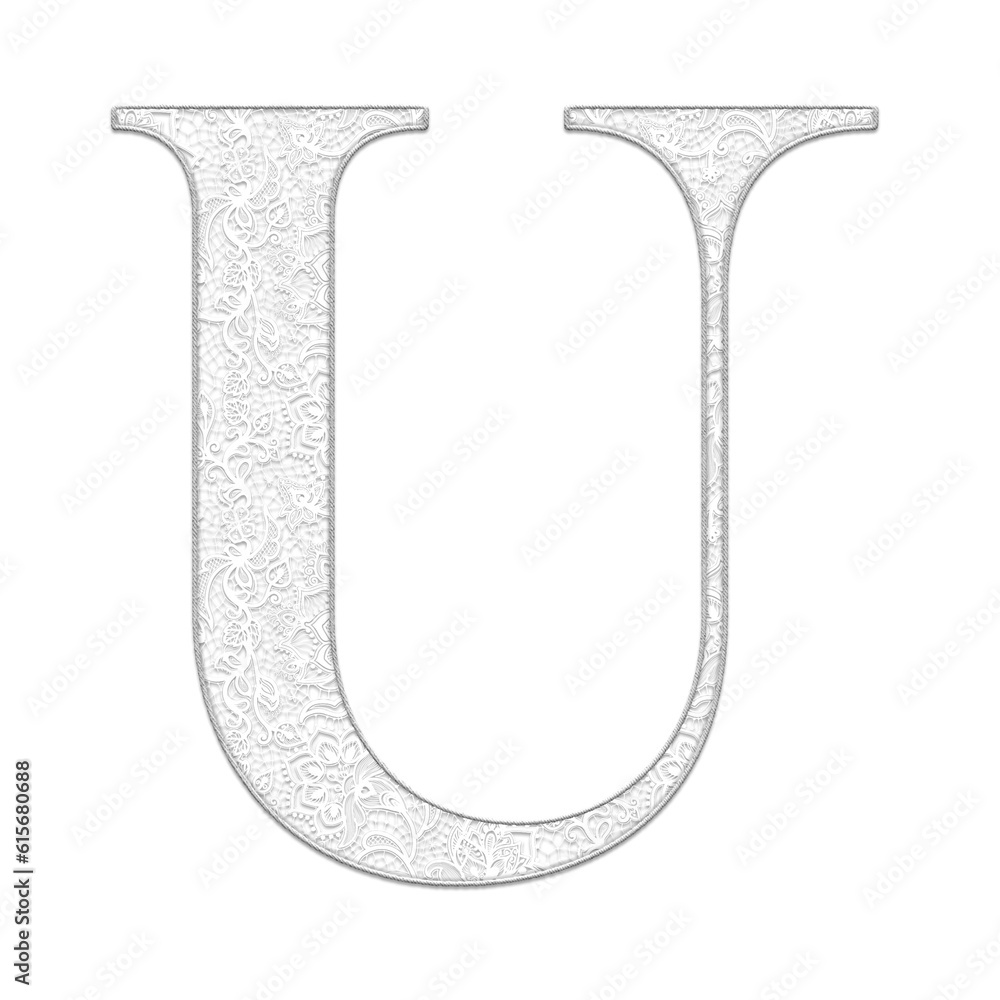 Classic floral lace alphabet uppercase letters, off white color ...