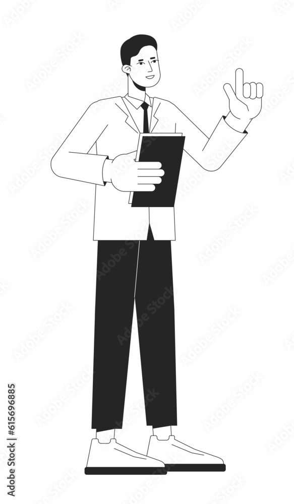 Image vectorielle Stock Male project manager holding paperwork flat ...