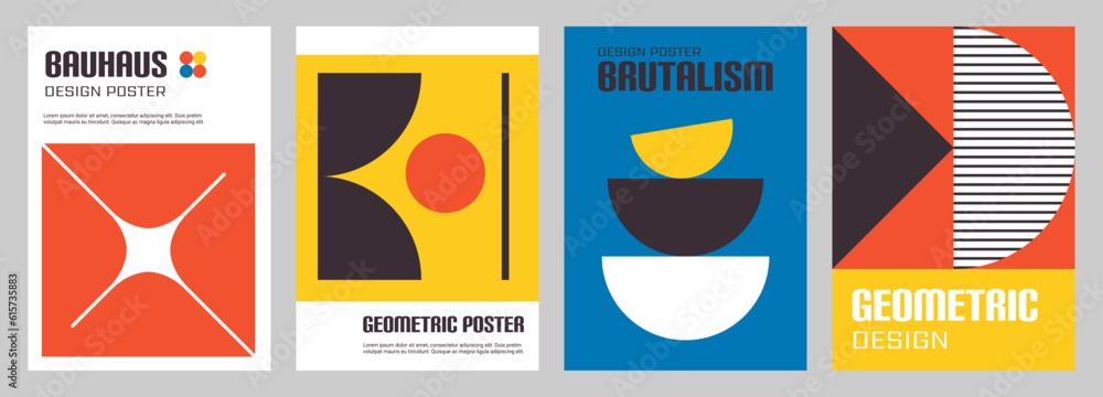 Geometric Vertical poster design Brutalist style vector collection 素材庫 ...