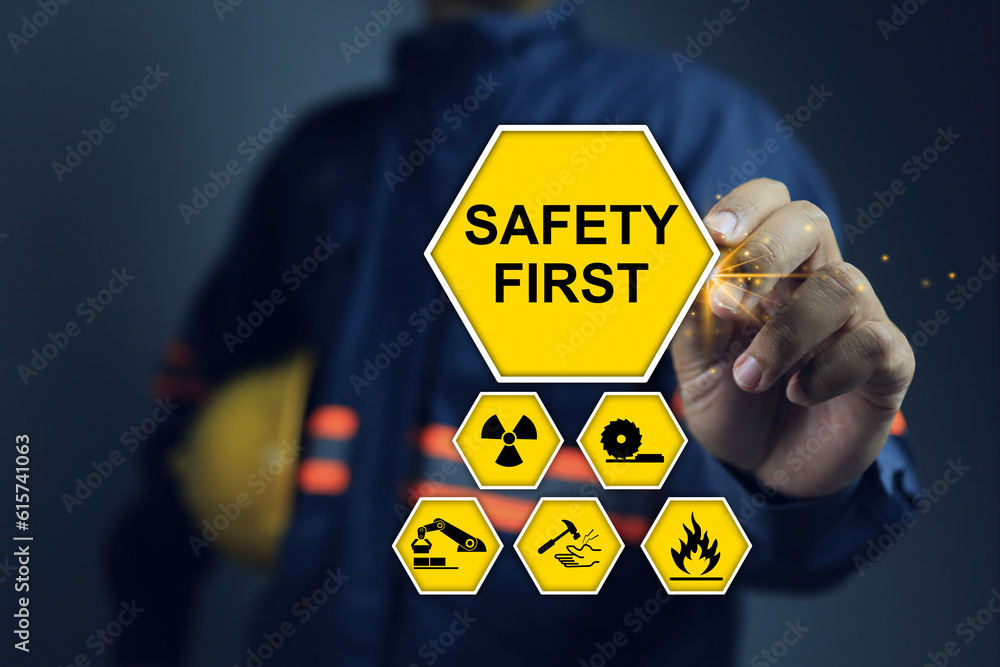 Safety first sign warning that deals with the health and safety of ...