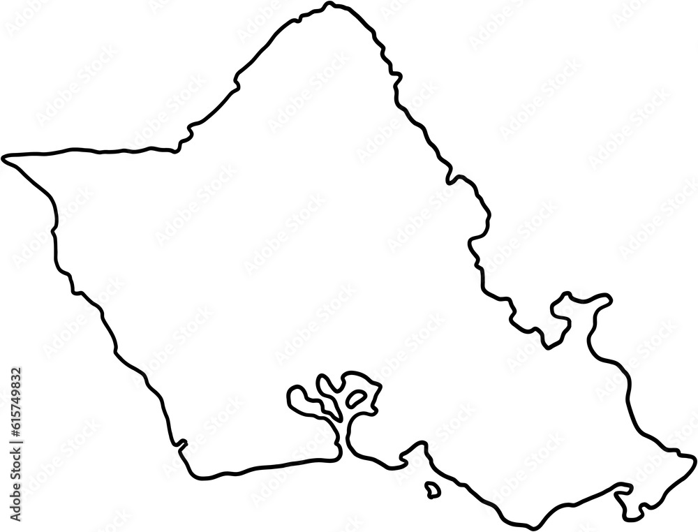 doodle freehand drawing of oahu island map. Stock Illustration | Adobe ...