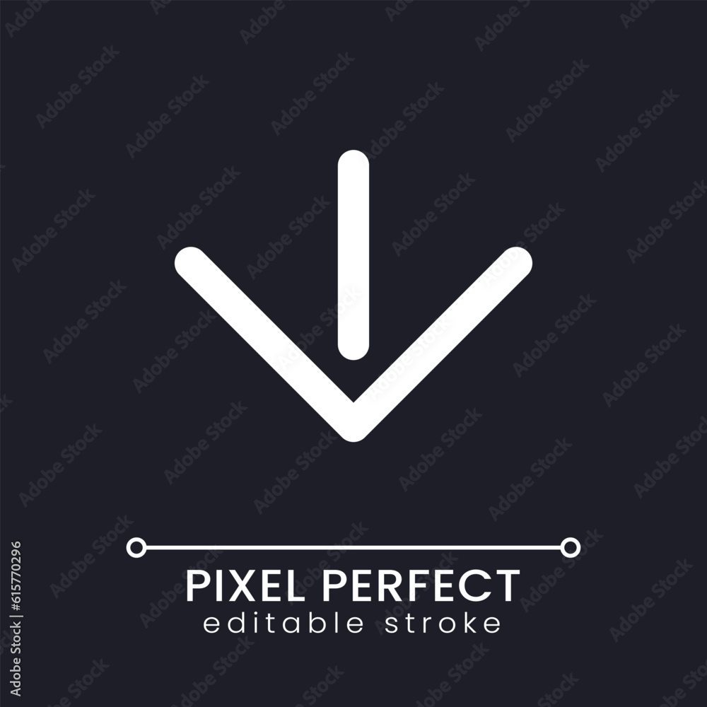 Move downward pixel perfect white linear ui icon for dark theme. Scroll messenger history ...