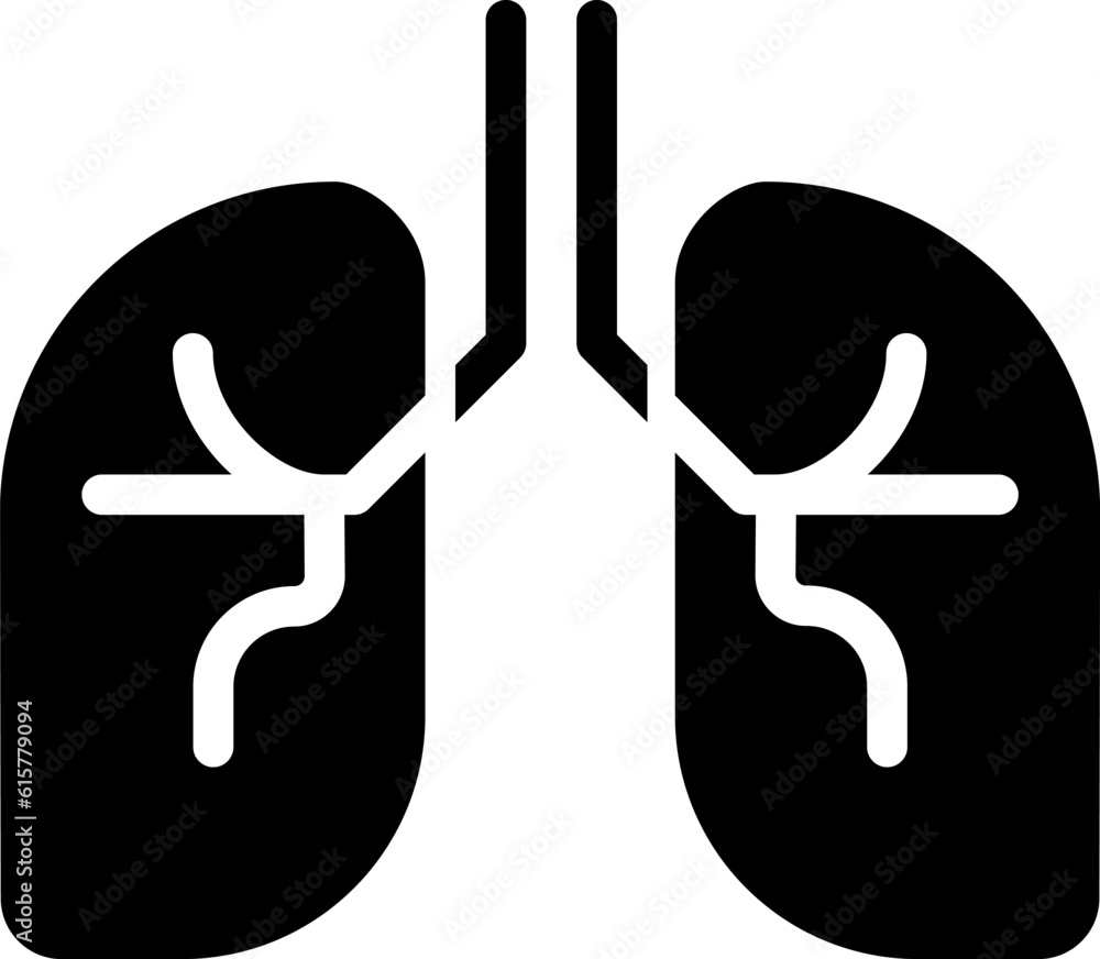 Human lungs black glyph icon. Respiratory system checkup. Pulmonary ...