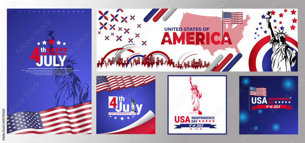 bundle set 4th july independence day usa design vector illustration ...