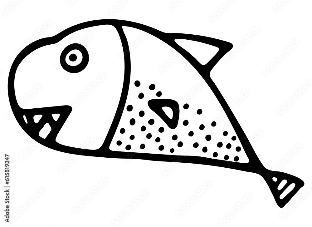 Black and White Whale Illustration Isolated on White Background. Hand ...